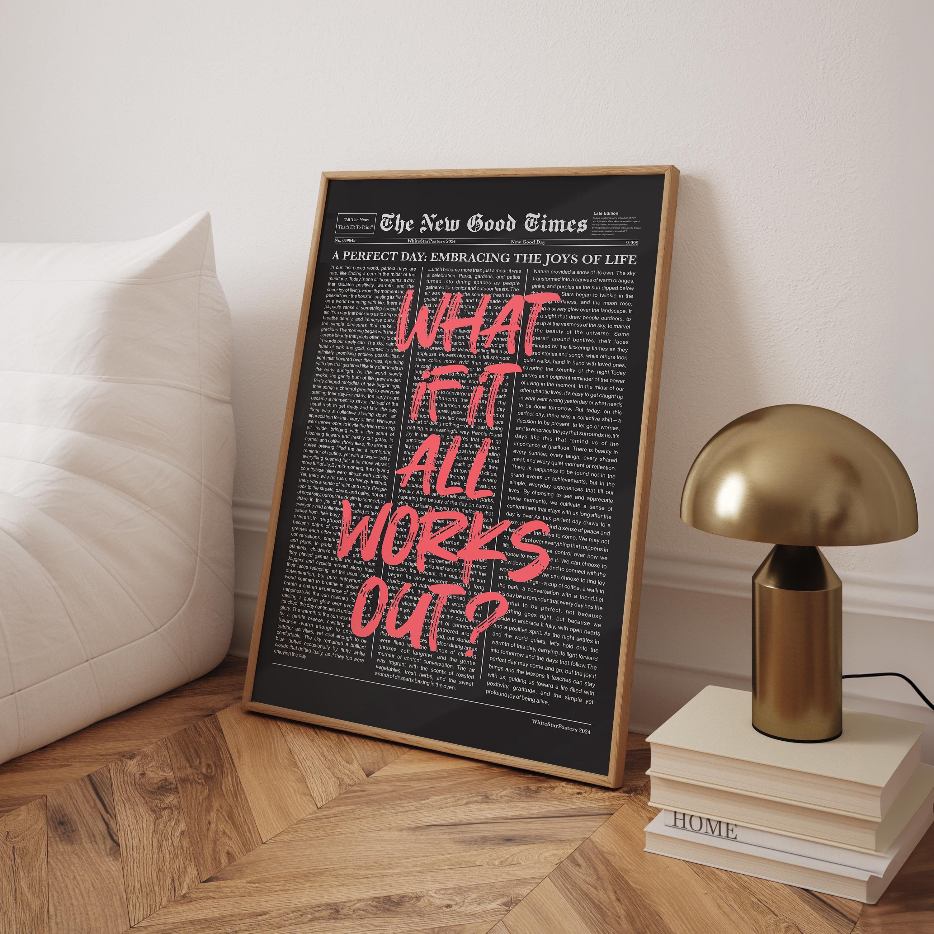 What If It All Works Out Poster, Trendy Newspaper Print, Motivational ...