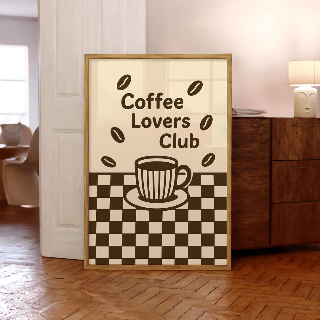 Coffee Lover Club Print, Coffee Poster, Trendy Kitchen Wall Art, Coffee ...