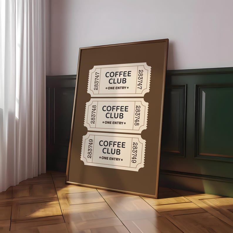 Coffee Club Ticket Print, Coffee Poster, Vintage Coffee Art, Coffee ...