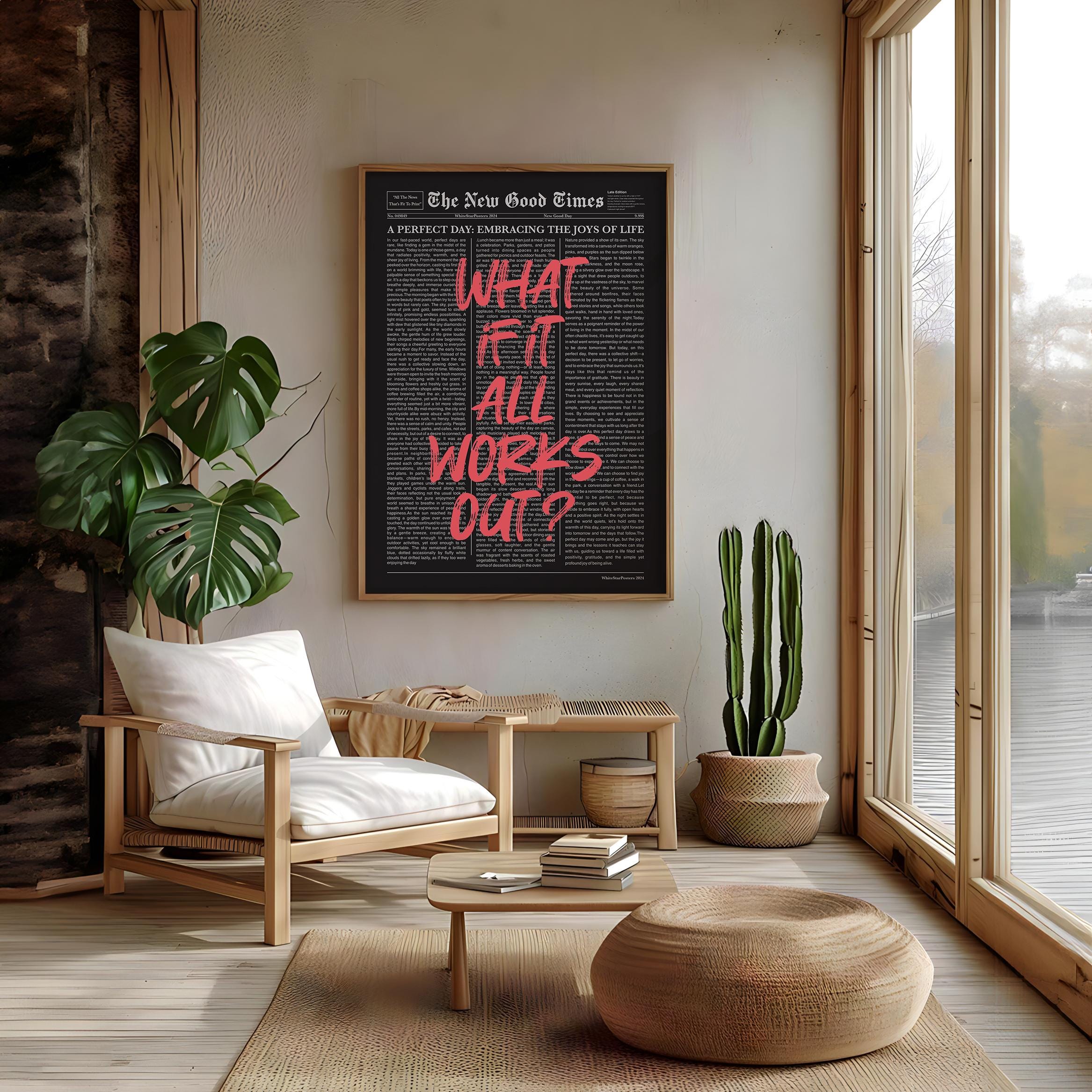 What If It All Works Out Poster, Trendy Newspaper Print, Motivational ...