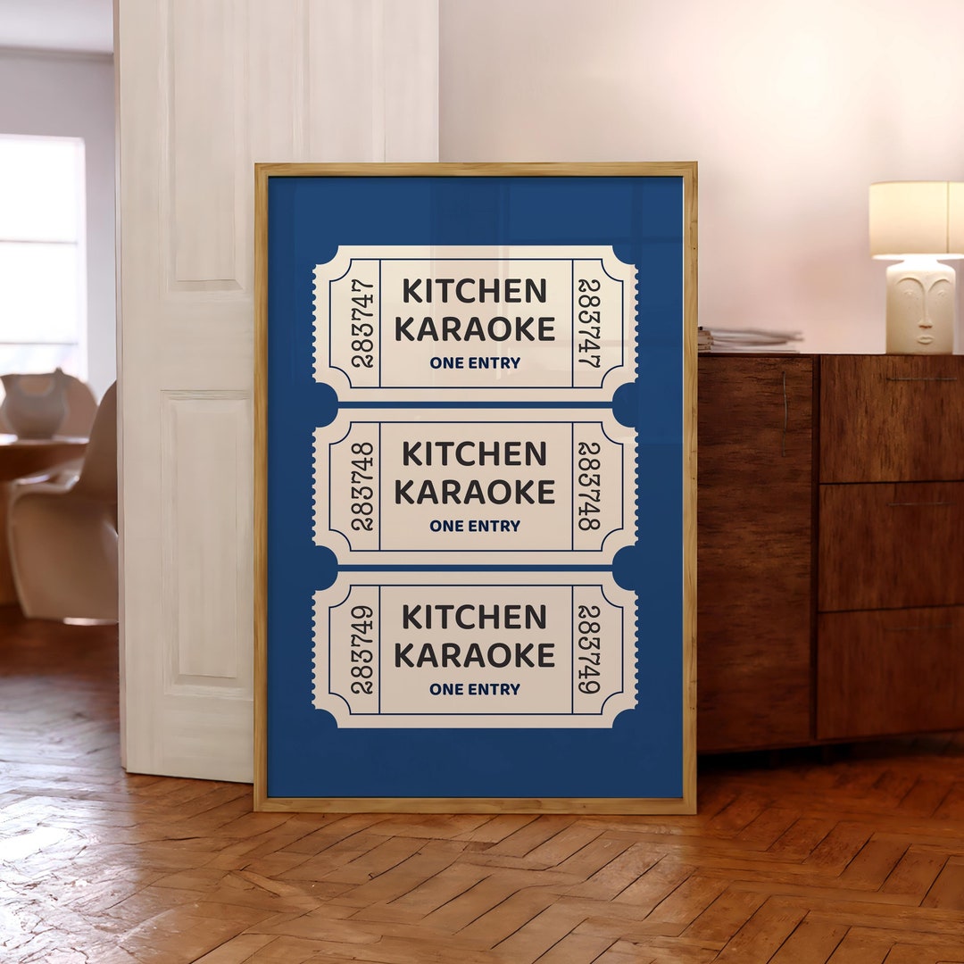 Kitchen Karaoke Ticket Poster, Kitchen Wall Art, Kitchen Singing Print ...