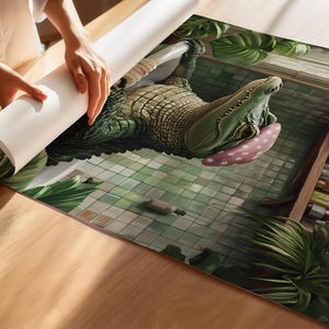 Gator in Bathtub Bathroom Print, Alligator Wall Art, Home Decor, Funny ...