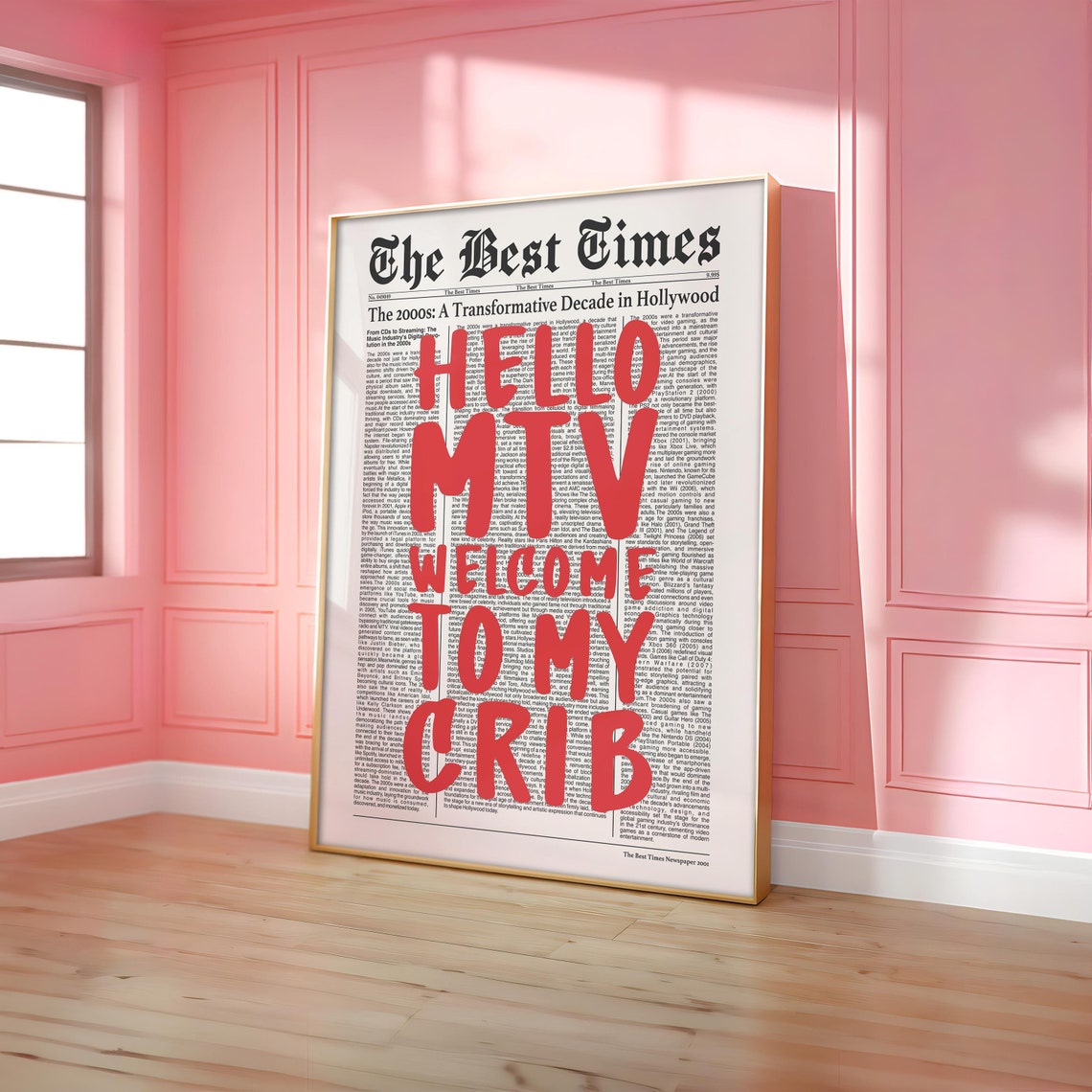Welcome to My Crib Poster, Trendy Newspaper Print, Vintage Hello MTV ...