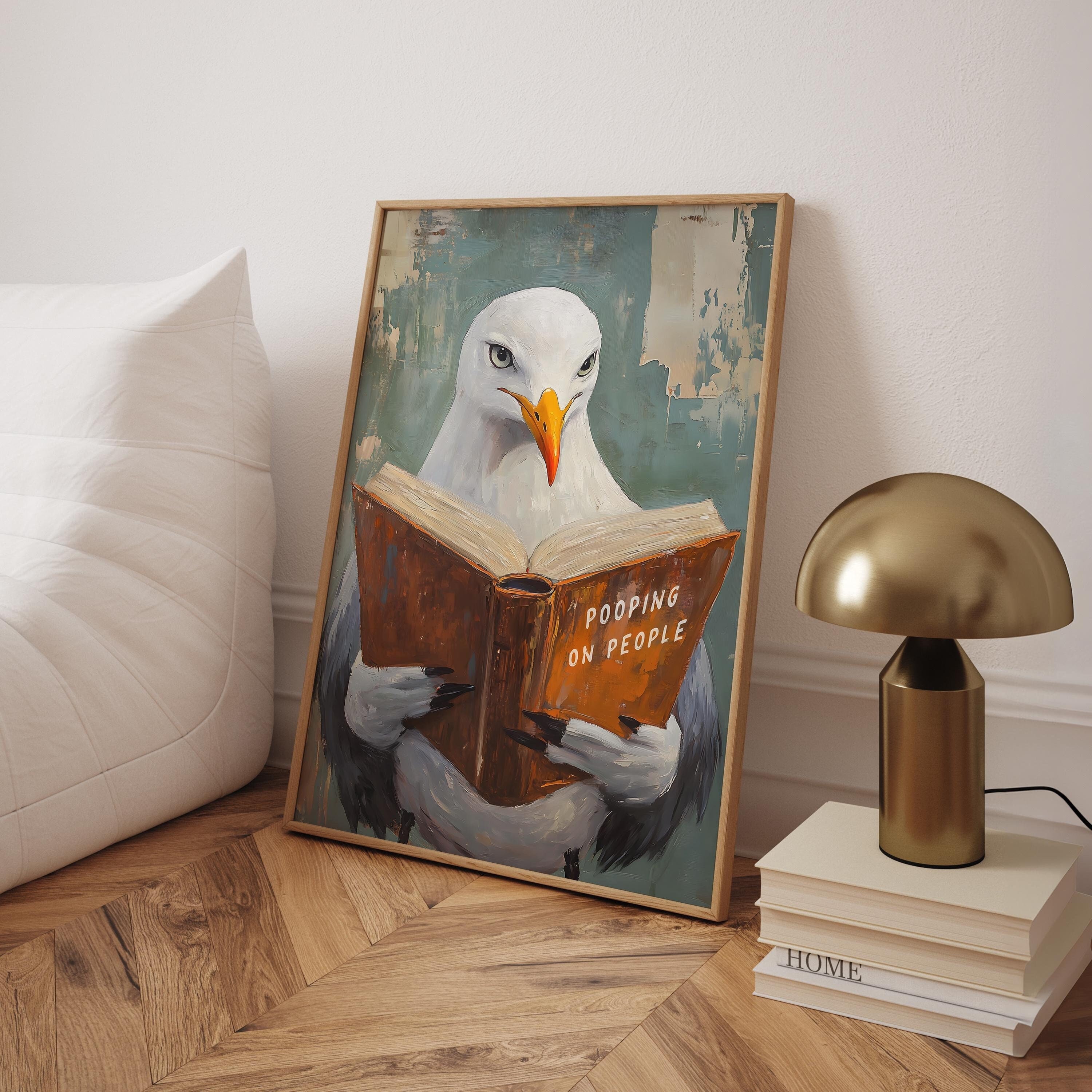 Funny Bathroom Print, Seagull Pooping on People Book Poster, Funny ...