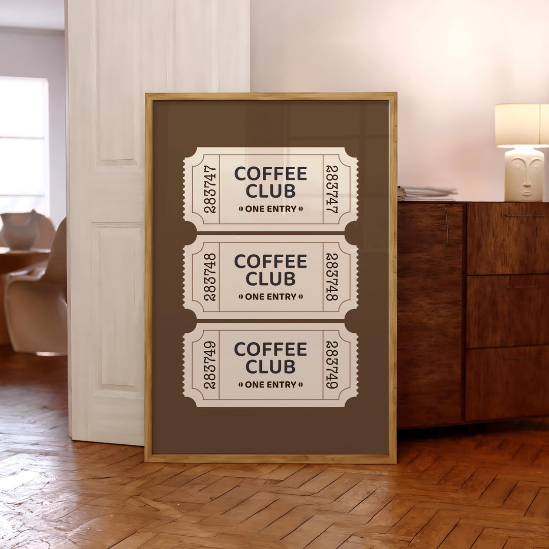 Coffee Club Ticket Print, Coffee Poster, Vintage Coffee Art, Coffee ...