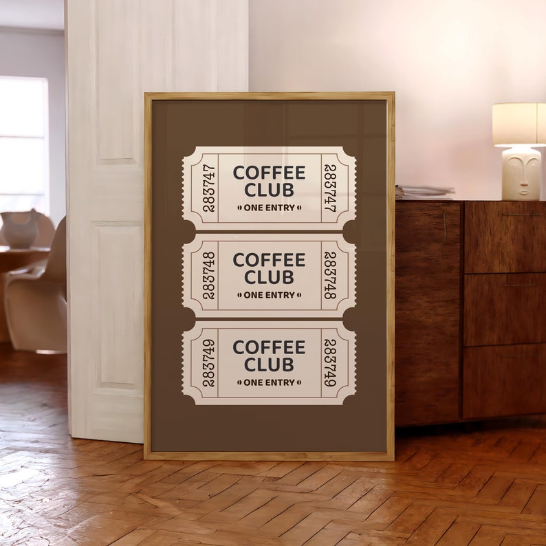 Coffee Club Ticket Print, Coffee Poster, Vintage Coffee Art, Coffee ...