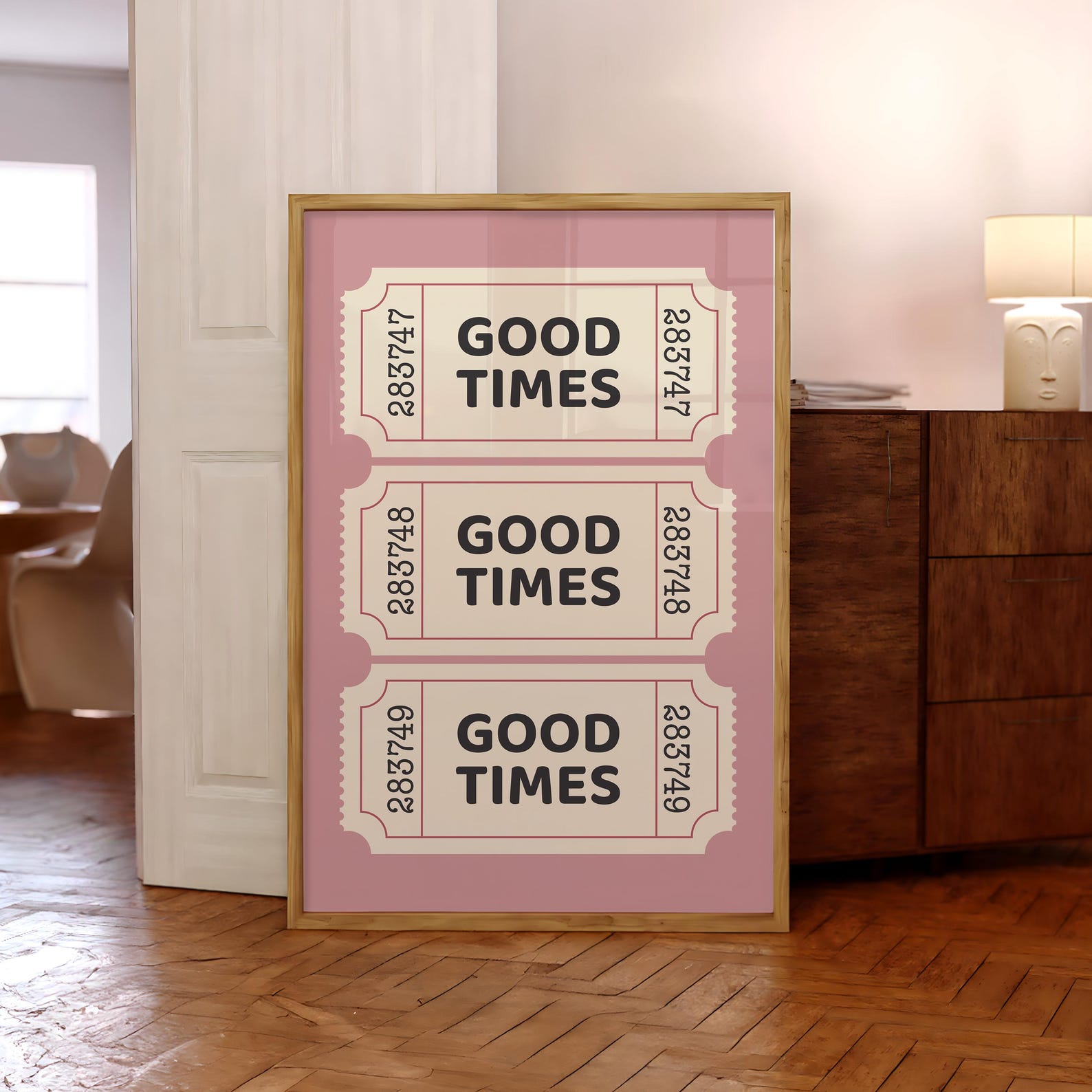 Trendy Good Times Ticket Poster, Retro Ticket Wall Art, Preppy Pink ...
