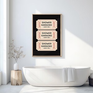 Shower Karaoke Ticket Poster, Bathroom Wall Art, Shower Singing Funny ...