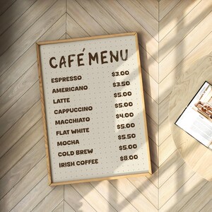 Coffee Bar Menu Print, Retro Coffee Bar Poster, Kitchen Wall Art ...