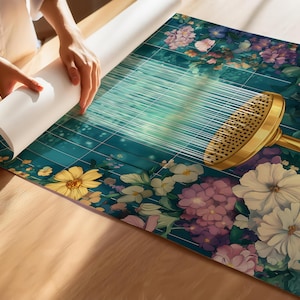 Floral Bathroom Print, Shower Wall Art, Botanical Bathroom Poster ...