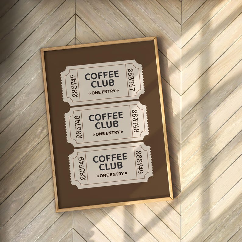 Coffee Club Ticket Print, Coffee Poster, Vintage Coffee Art, Coffee ...