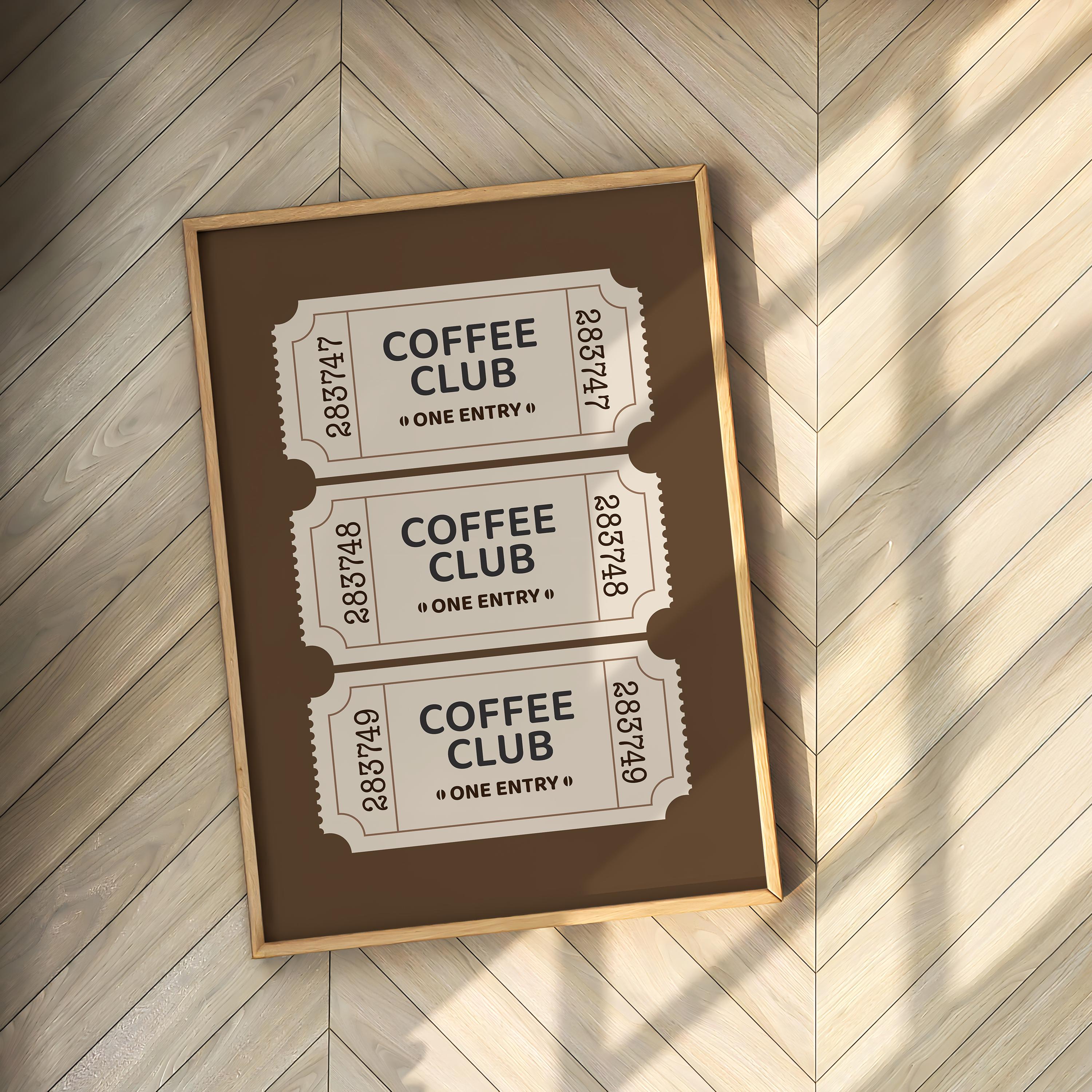 Coffee Club Ticket Print, Coffee Poster, Vintage Coffee Art, Coffee ...