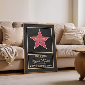 Custom Hollywood Star Poster, Personalized Walk of Fame Star Print ...