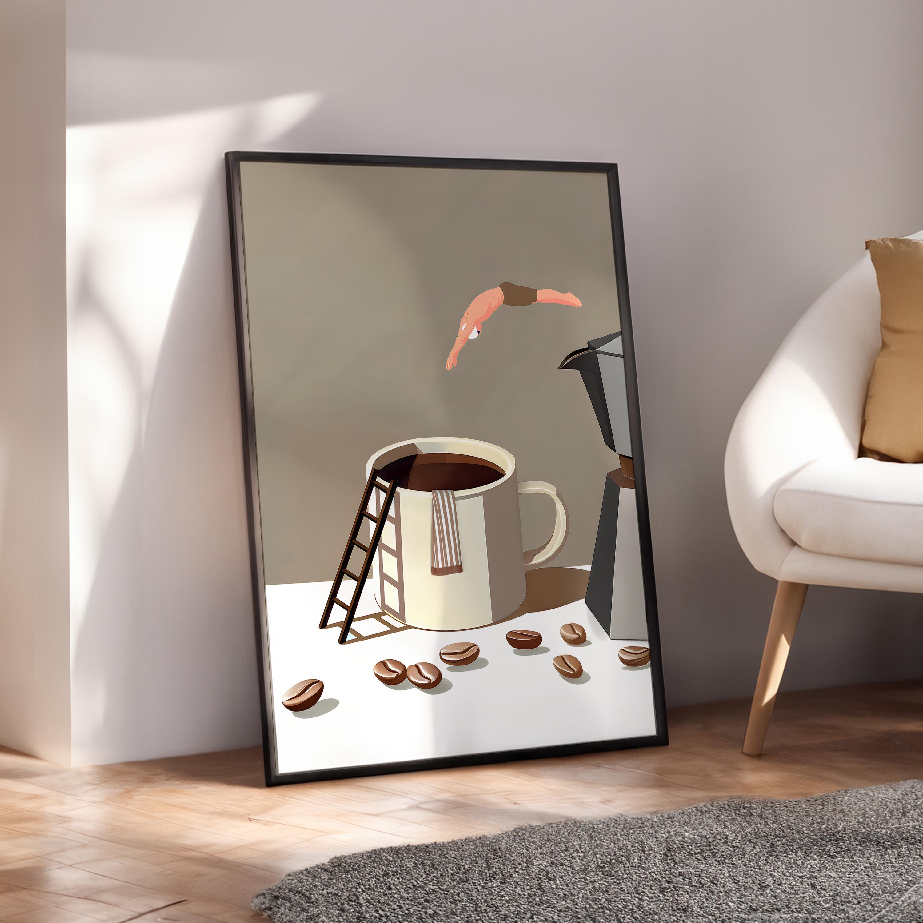 Coffee Diver Print, Good Morning Coffee Poster, Espresso Wall Art ...