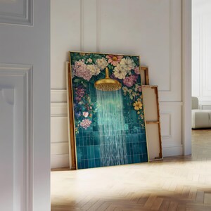 Floral Bathroom Print, Shower Wall Art, Botanical Bathroom Poster ...