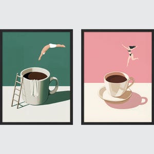 Set of 6 Coffee Poster, Coffee Diver Print, Morning Coffee Poster ...