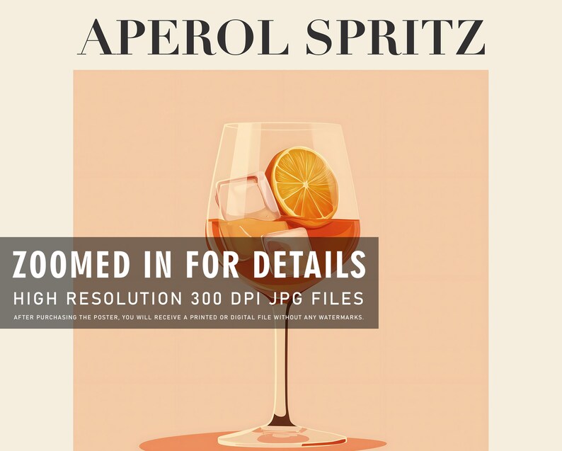 Aperol Spritz Cocktail Print, Bar Cart Poster, Party Drink Wall Art ...