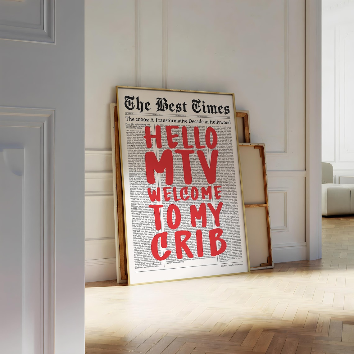 Welcome to My Crib Poster, Trendy Newspaper Print, Vintage Hello MTV ...