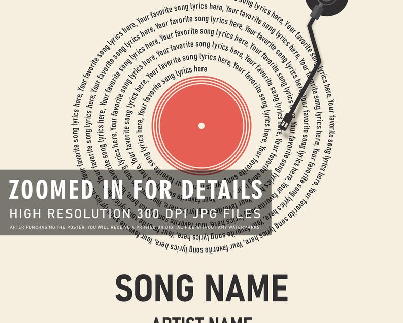 Custom Birthday Gift Print, Custom Song Lyrics Poster, Personalized ...