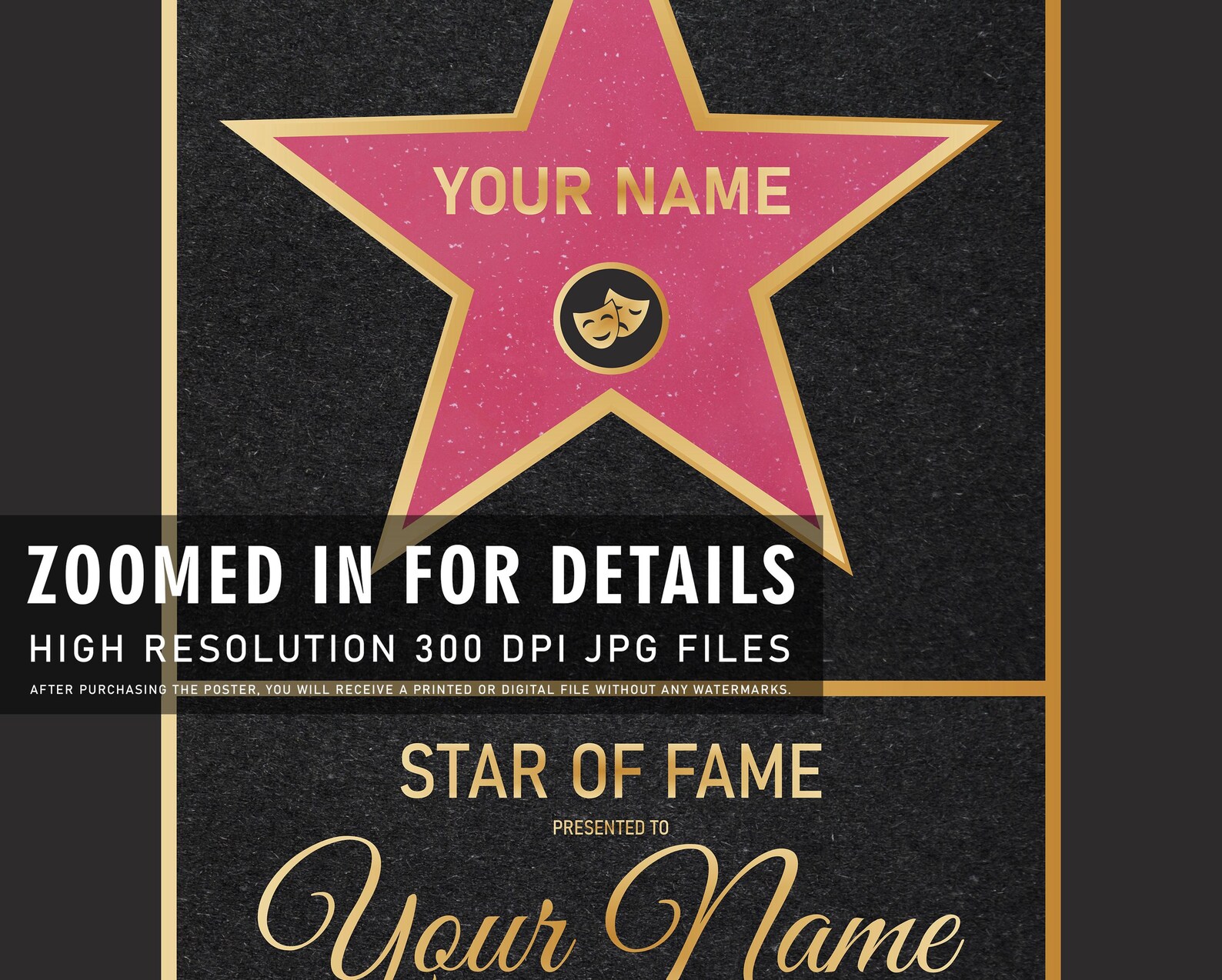 Custom Hollywood Star Poster, Personalized Walk of Fame Star Print ...
