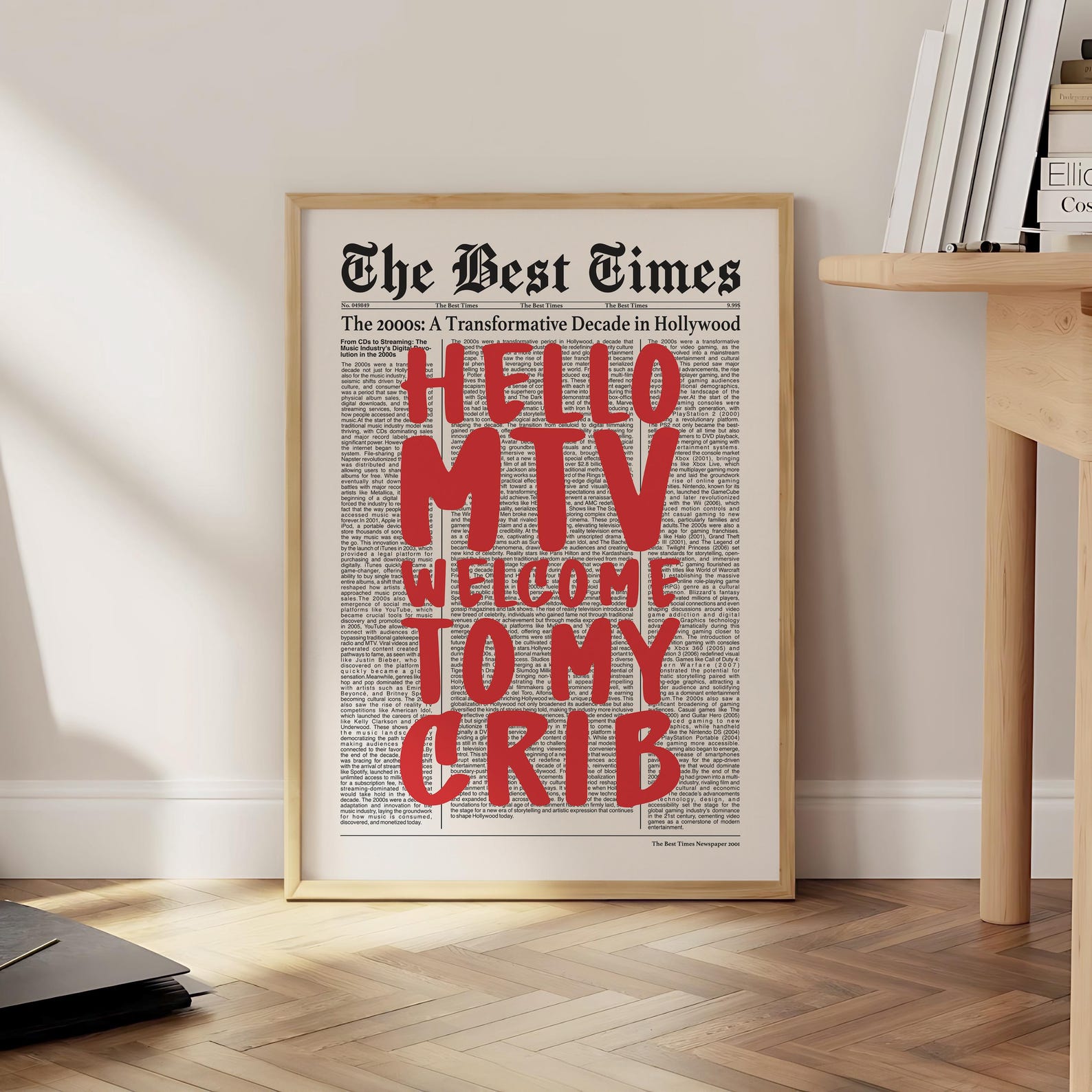Welcome to My Crib Poster, Trendy Newspaper Print, Vintage Hello MTV ...