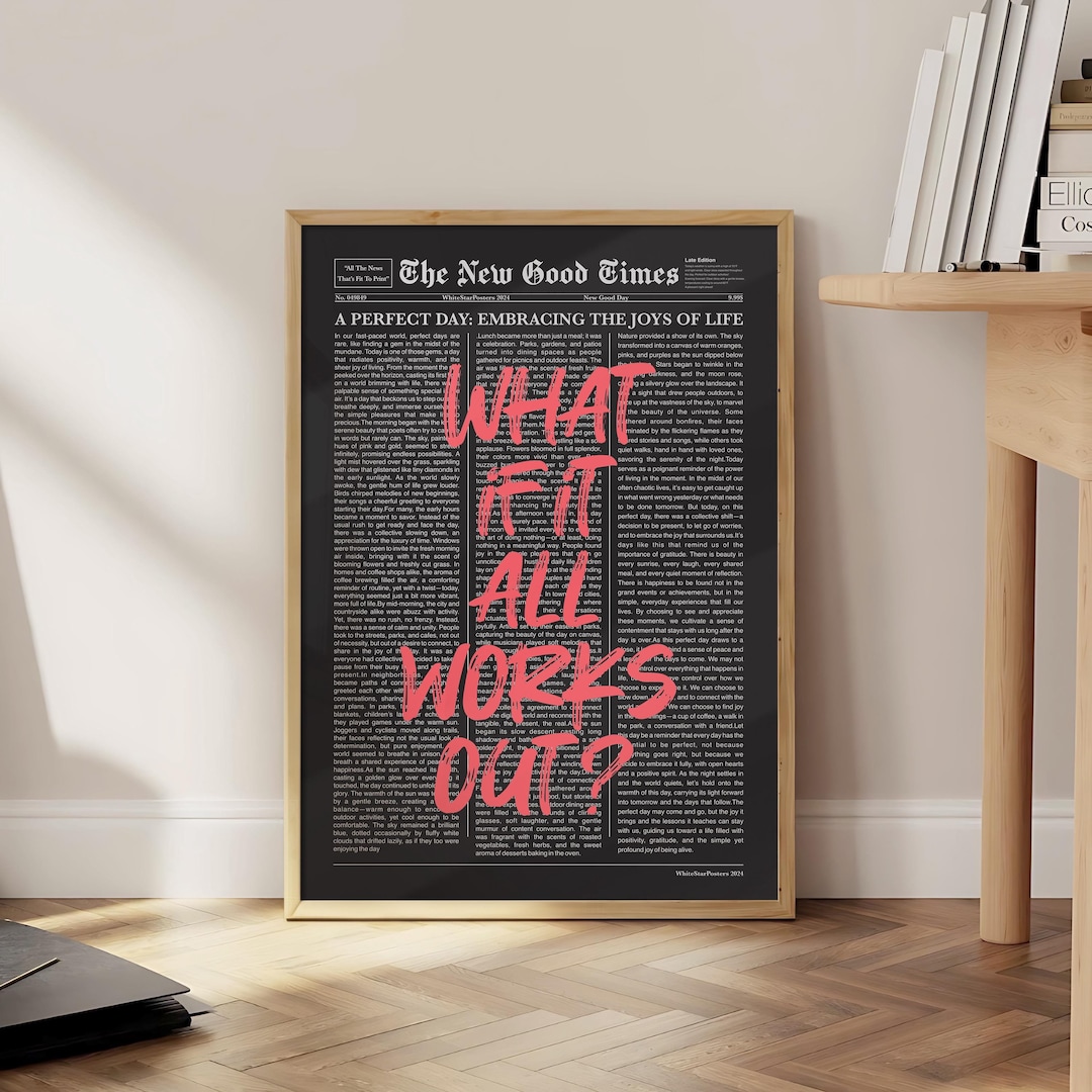 What If It All Works Out Poster, Trendy Newspaper Print, Motivational ...
