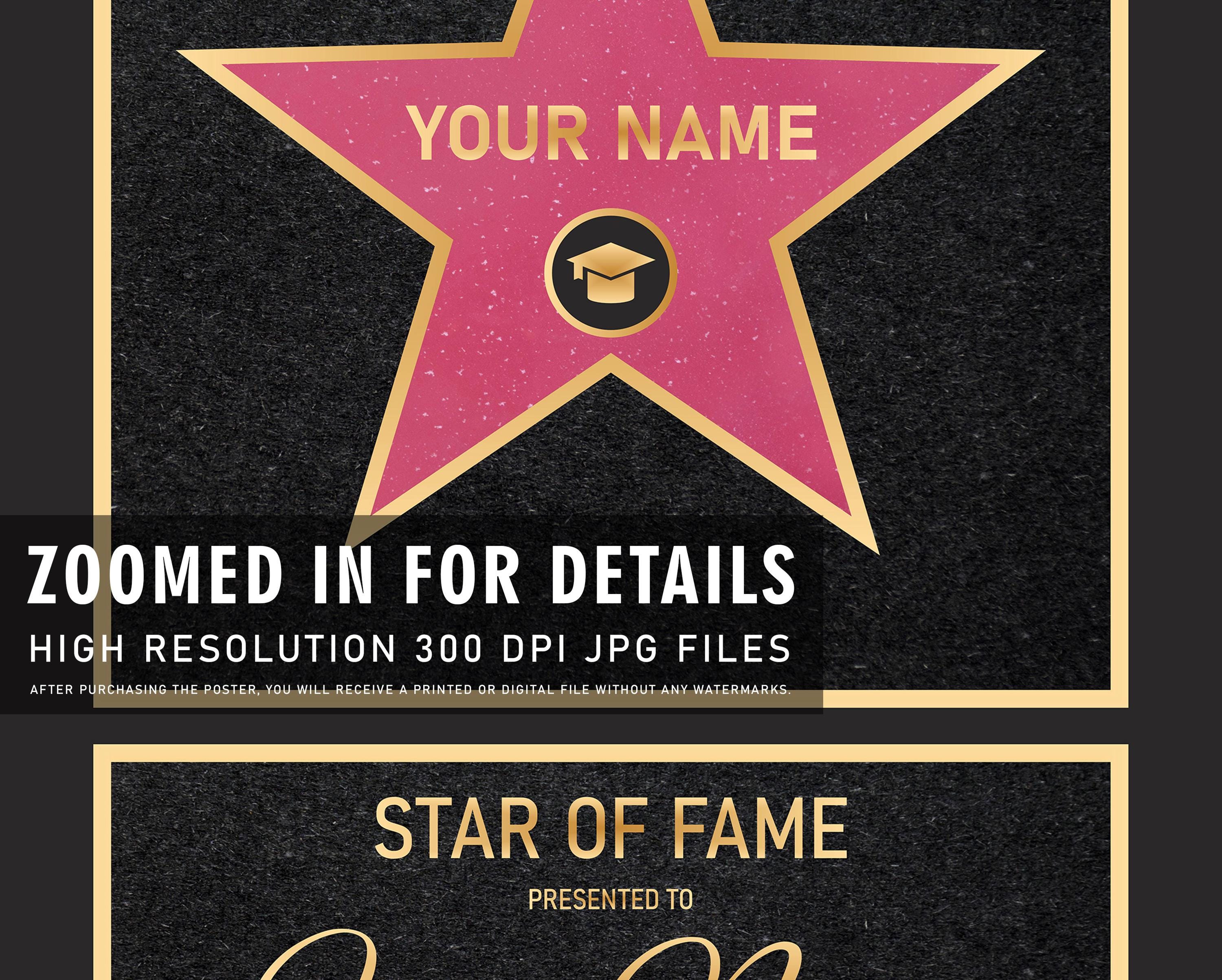 Custom Hollywood Star Poster, Personalized Walk of Fame Star Print ...