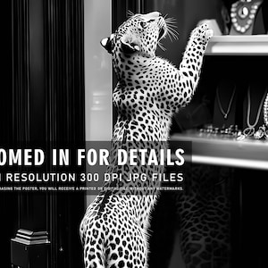 Fashion Magazine Poster, Luxury Leopard at Store Print, Trendy Wall Art ...