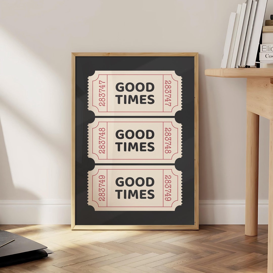 Trendy Good Times Ticket Poster, Retro Ticket Wall Art, Preppy Pink ...
