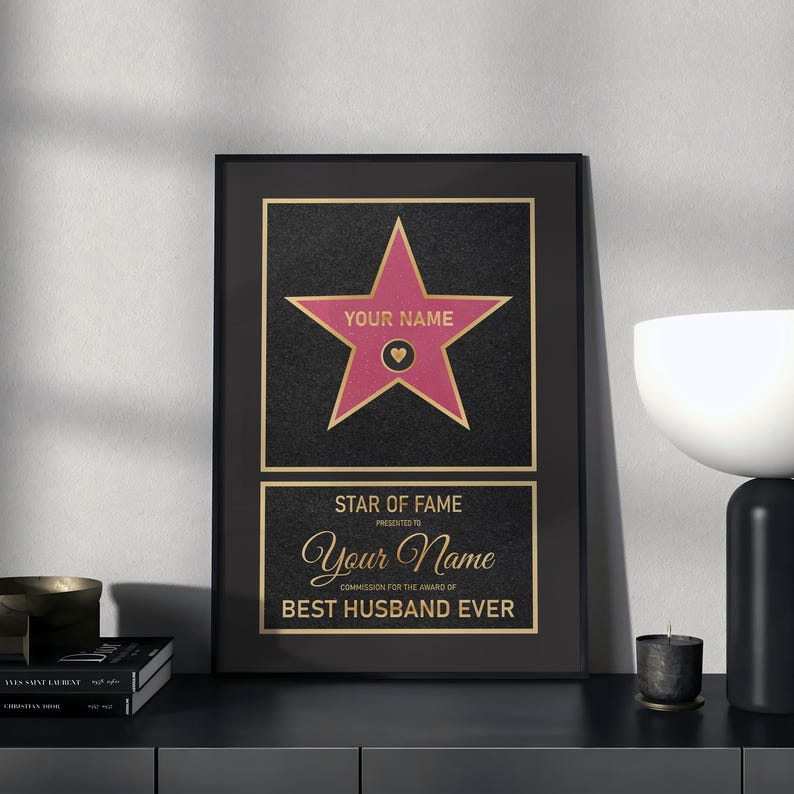 Custom Hollywood Star Poster, Personalized Walk of Fame Star Print ...