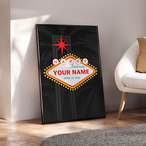 Custom Las Vegas Poster, Personalized Las Vegas Sign Print, Birthday ...
