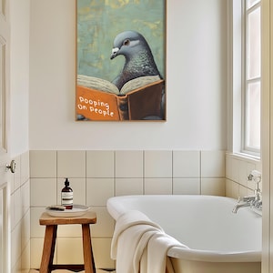 Funny Bathroom Print, Pigeon Pooping on People Book Poster, Funny ...