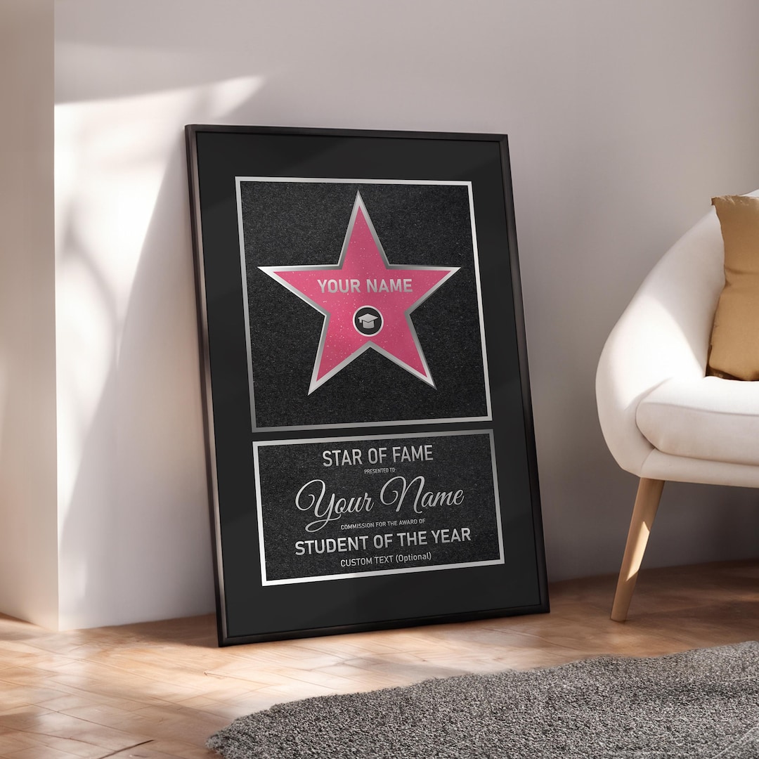 Custom Hollywood Star Poster, Personalized Walk of Fame Star Print ...