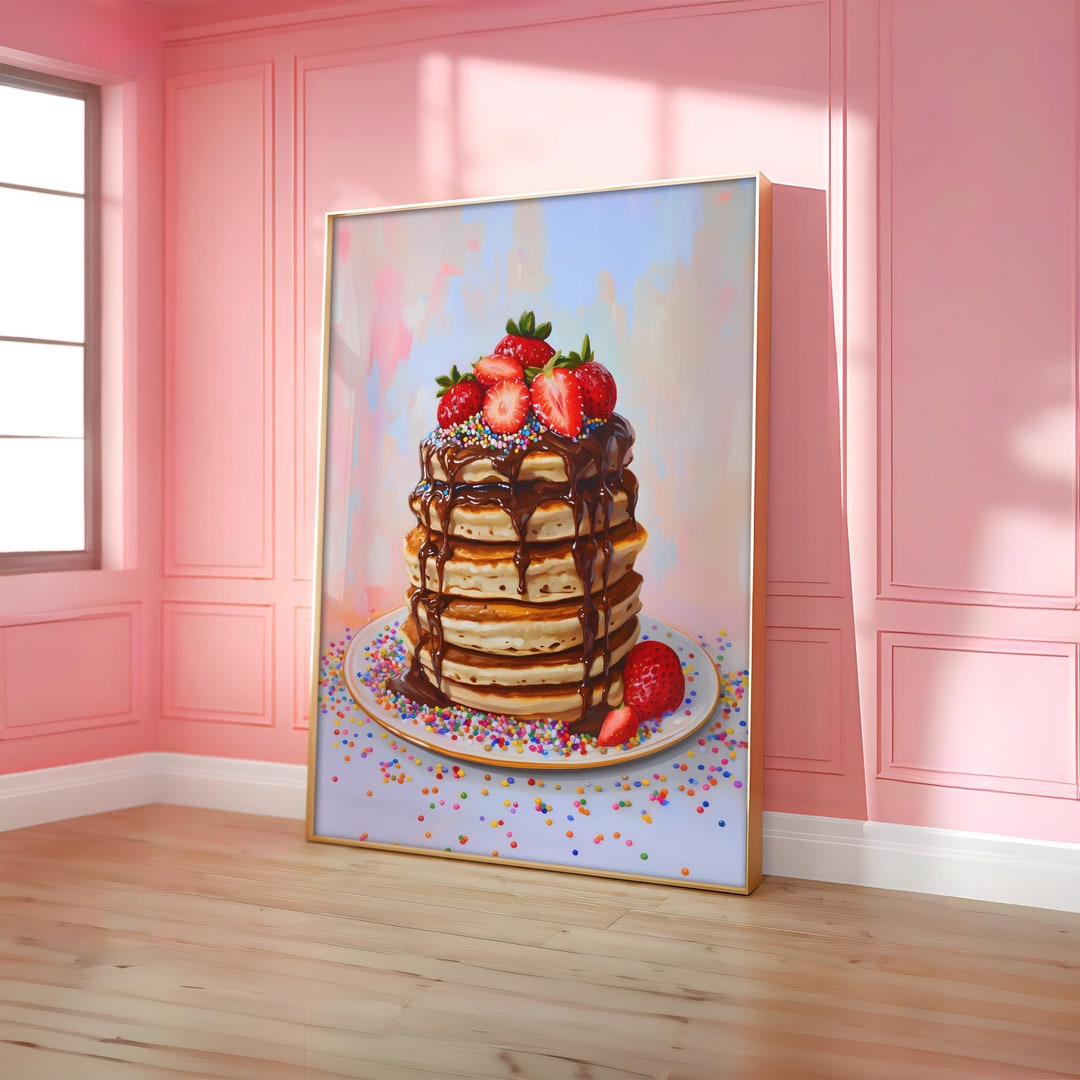 Pancakes Poster, Pancake Art Print, Retro Food Wall Art, Vintage ...
