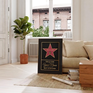 Custom Hollywood Star Poster, Personalized Walk of Fame Star Print ...