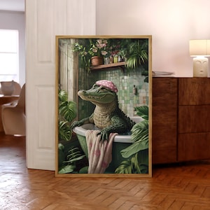 Gator in Bathtub Bathroom Print, Alligator Wall Art, Home Decor, Funny ...