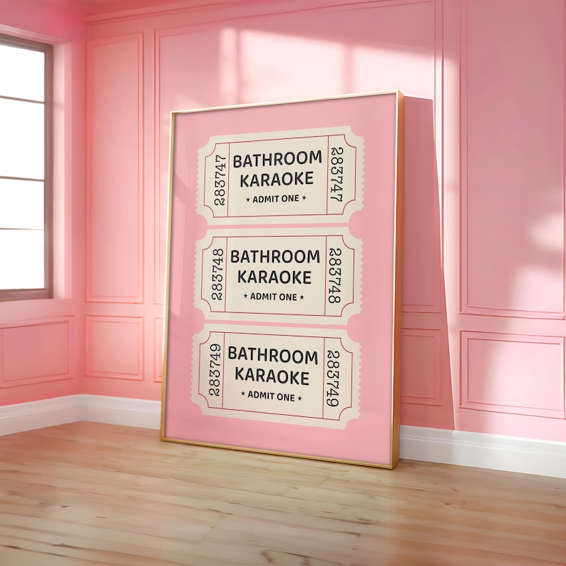 Bathroom Karaoke Ticket Poster, Bathroom Wall Art, Shower Singing Funny ...