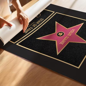 Custom Hollywood Star Poster, Personalized Walk of Fame Star Print ...