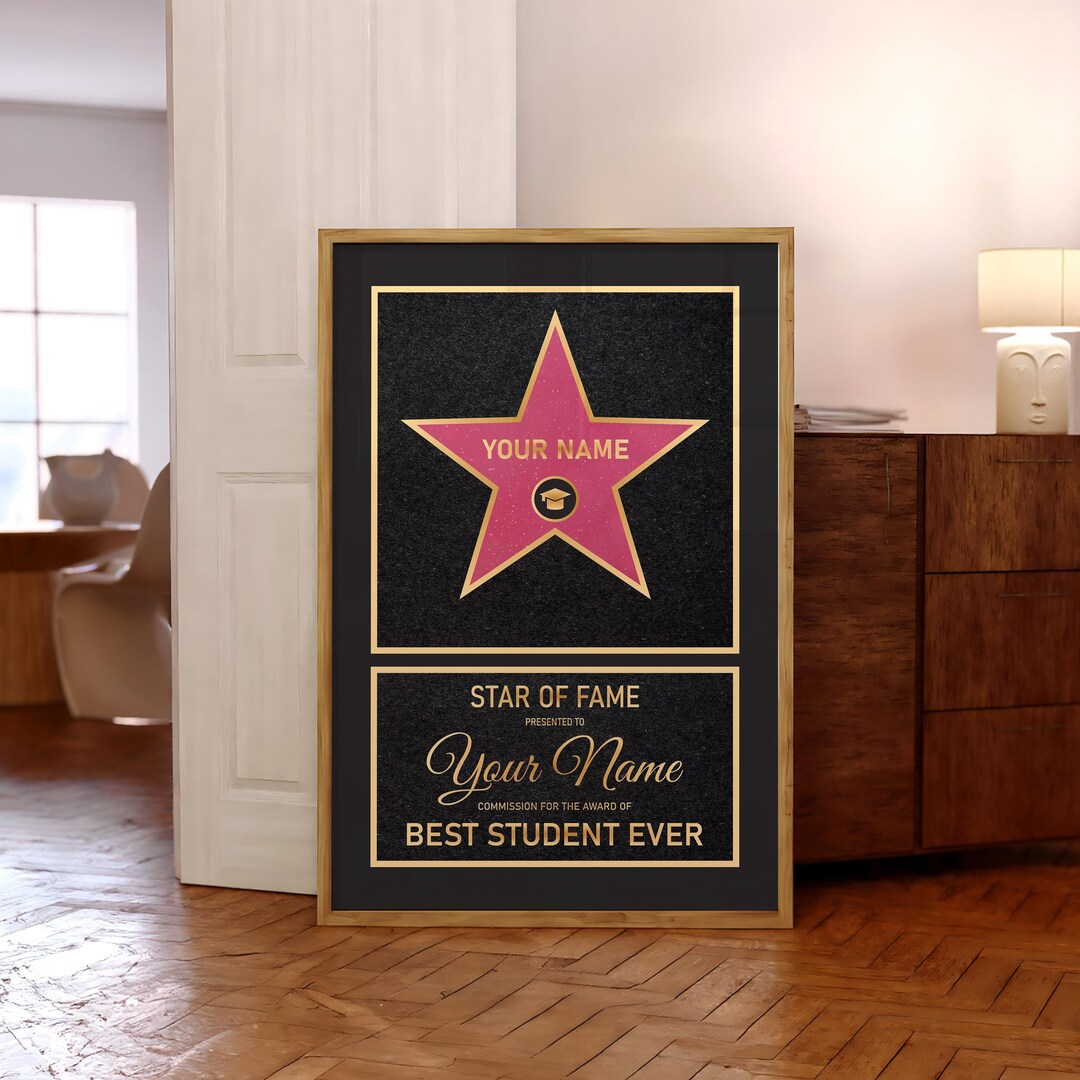 Custom Hollywood Star Poster, Personalized Walk of Fame Star Print ...