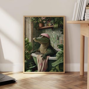 Gator in Bathtub Bathroom Print, Alligator Wall Art, Home Decor, Funny ...