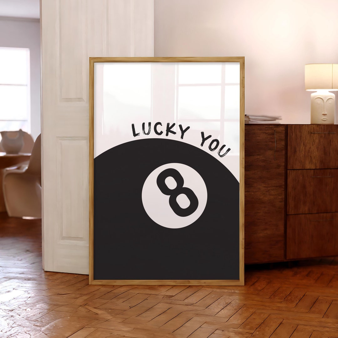 Pool Ball Print, Lucky 8 Ball Wall Art, Retro Eight Ball Poster, Lucky ...