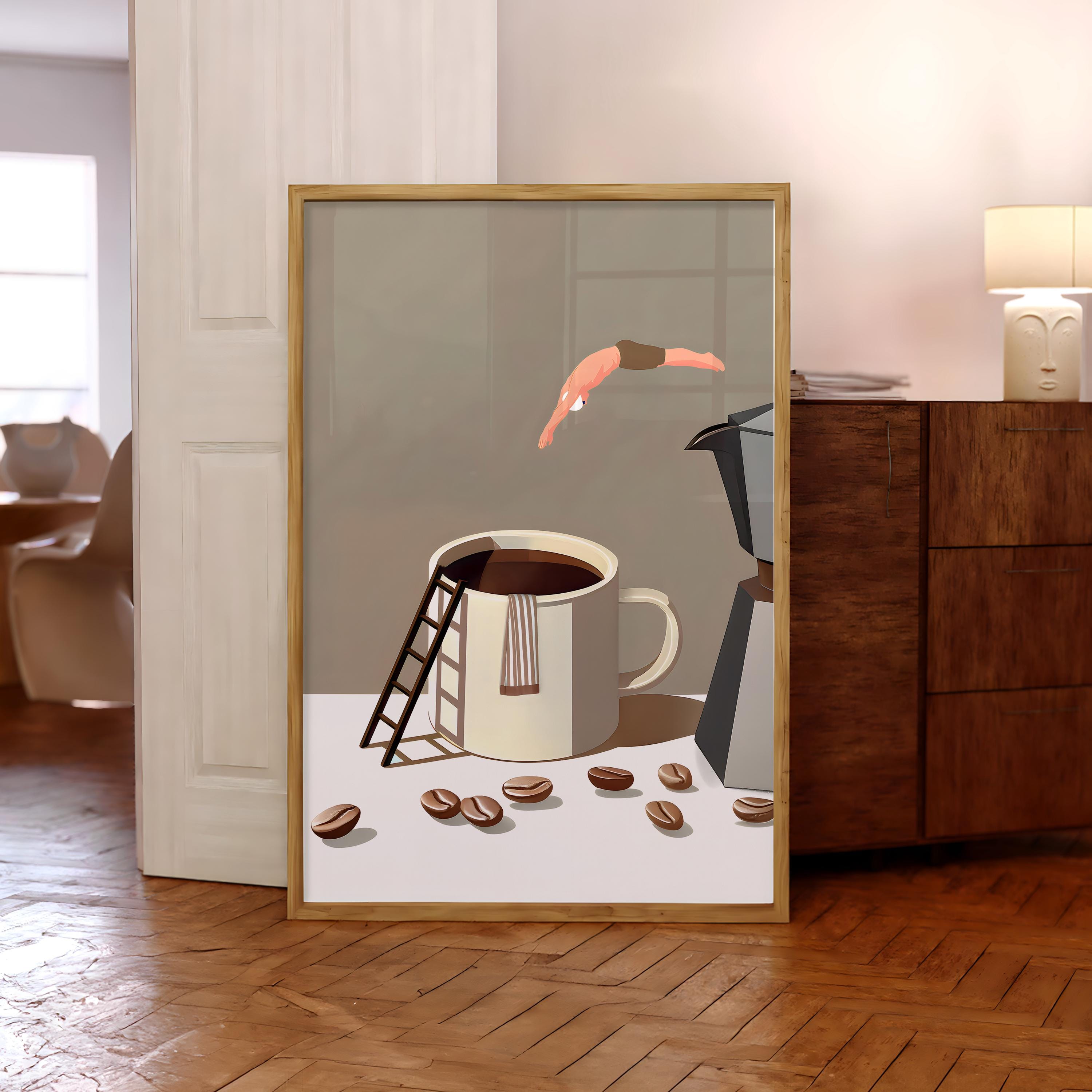Coffee Diver Print, Good Morning Coffee Poster, Espresso Wall Art ...
