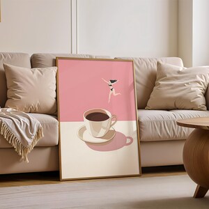 Coffee Diver Print, Good Morning Coffee Poster, Pink Wall Art, Coffee ...
