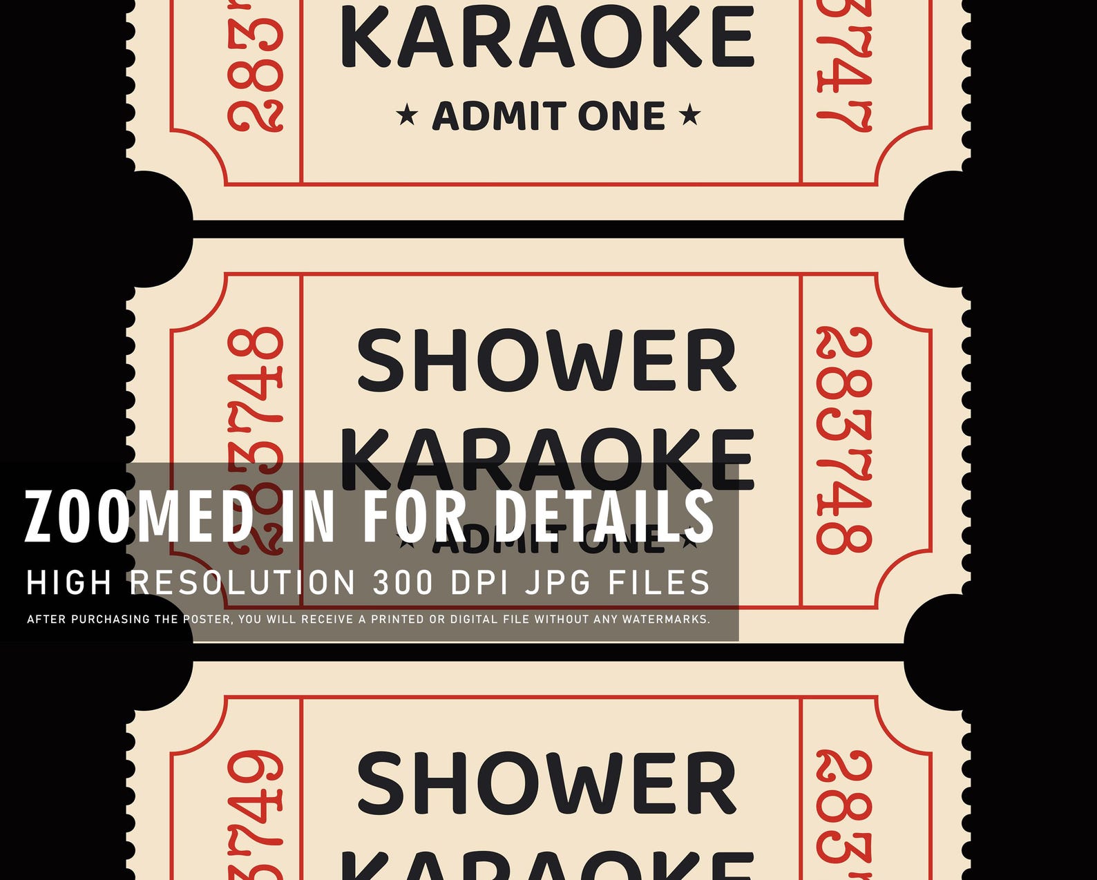 Shower Karaoke Ticket Poster, Bathroom Wall Art, Shower Singing Funny ...
