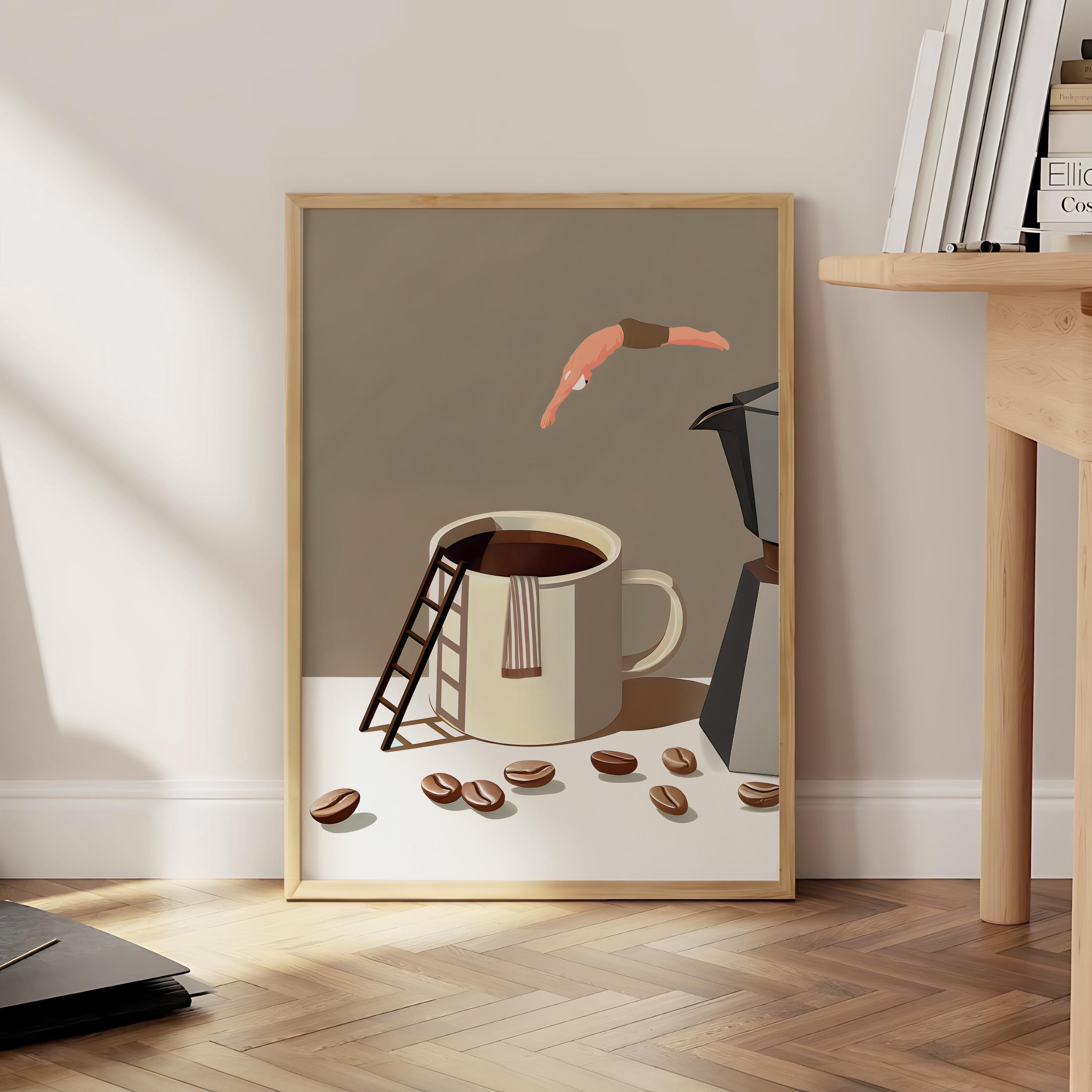 Coffee Diver Print, Good Morning Coffee Poster, Espresso Wall Art ...