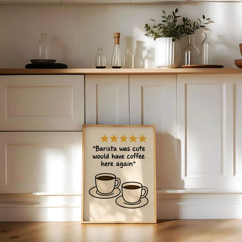 Barista Was Cute Poster, Coffee Bar Wall Art, Kitchen Coffee Print ...