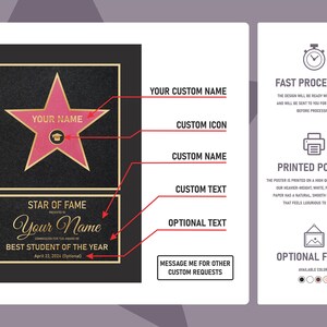 Custom Hollywood Star Poster, Personalized Walk of Fame Star Print ...