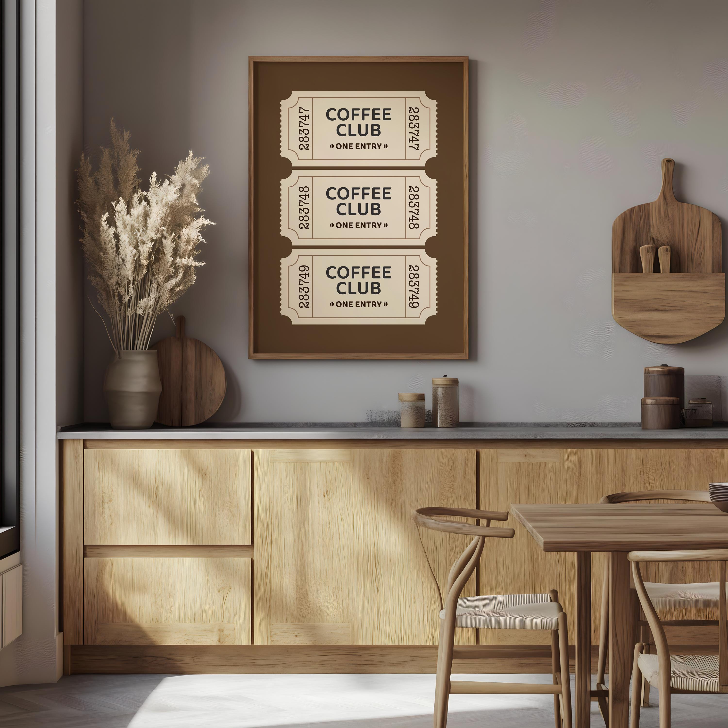 Coffee Club Ticket Print, Coffee Poster, Vintage Coffee Art, Coffee ...