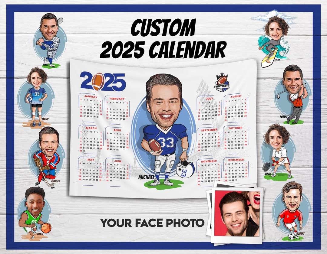 Personalized Football 2025 Calendar, Custom Basketball/ Volleyball ...