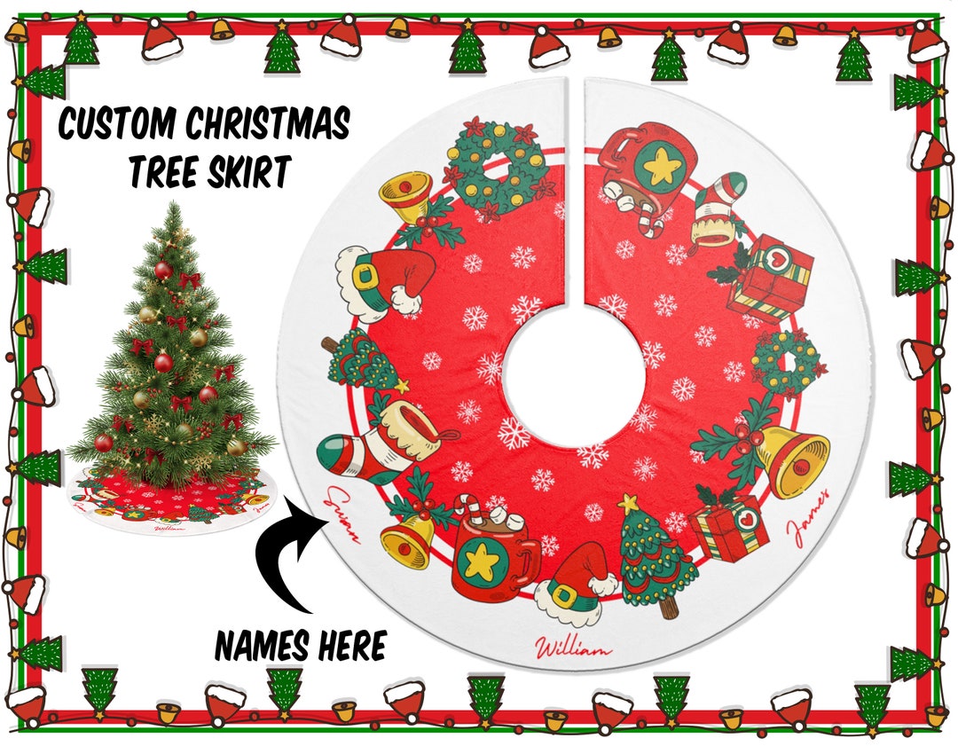 Personalized Christmas Tree Skirts With Names, Custom Tree Skirt for ...